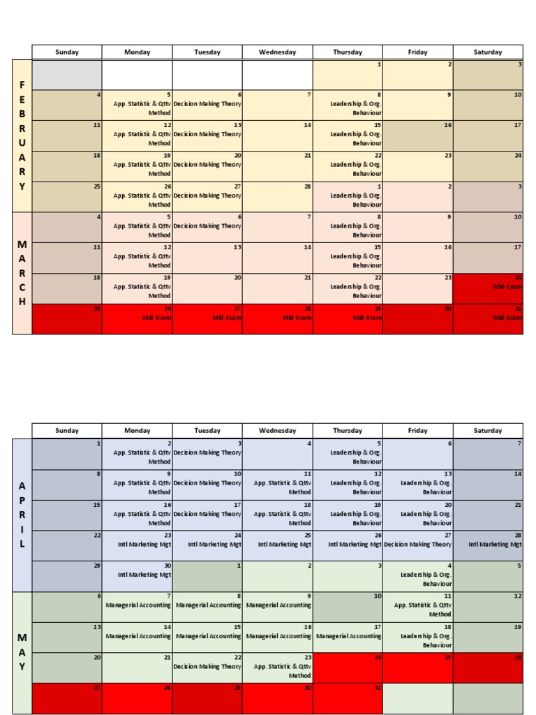 Academic Calendar - Term 2 | PDF