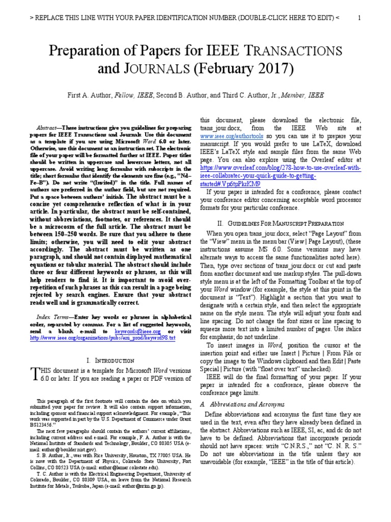 Ieee TJ Template 17 | PDF | Note (Typography) | Portable Document Format