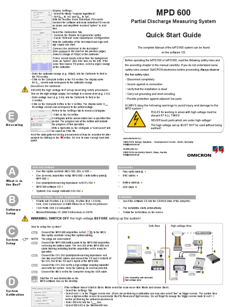 MPD 600 Quick Start Guide | PDF | High Voltage | Usb