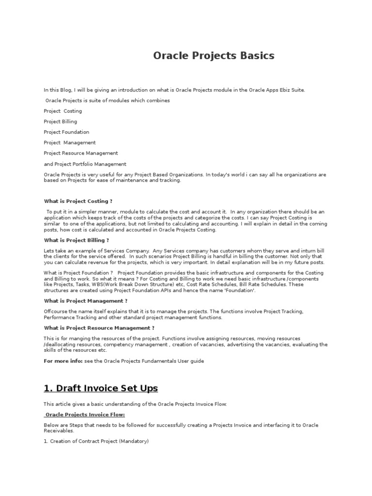 Oracle Projects Basics PDF | PDF | Accounts Payable | Application ...