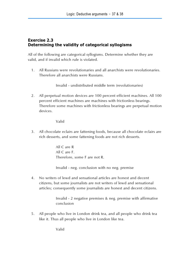 Logic Excersise2 3 | PDF | Validity | Argument