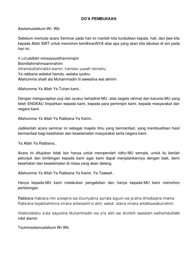 Doa Pembukaan | PDF | Agama & Spiritualitas