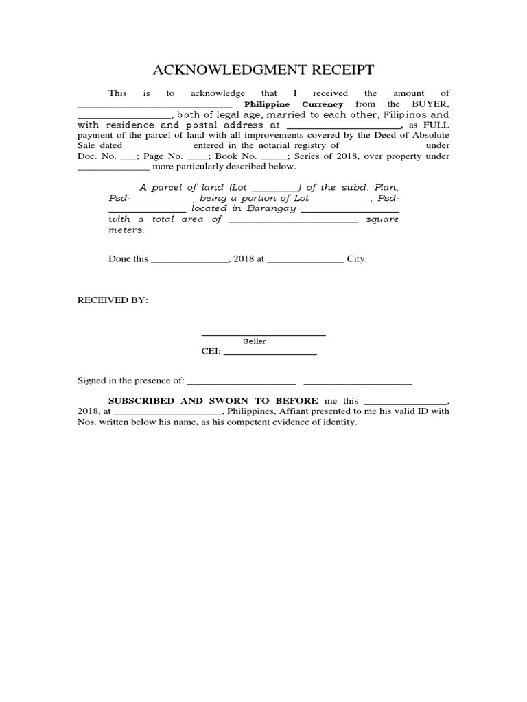 Acknowledgment (Deed of Sale) | PDF