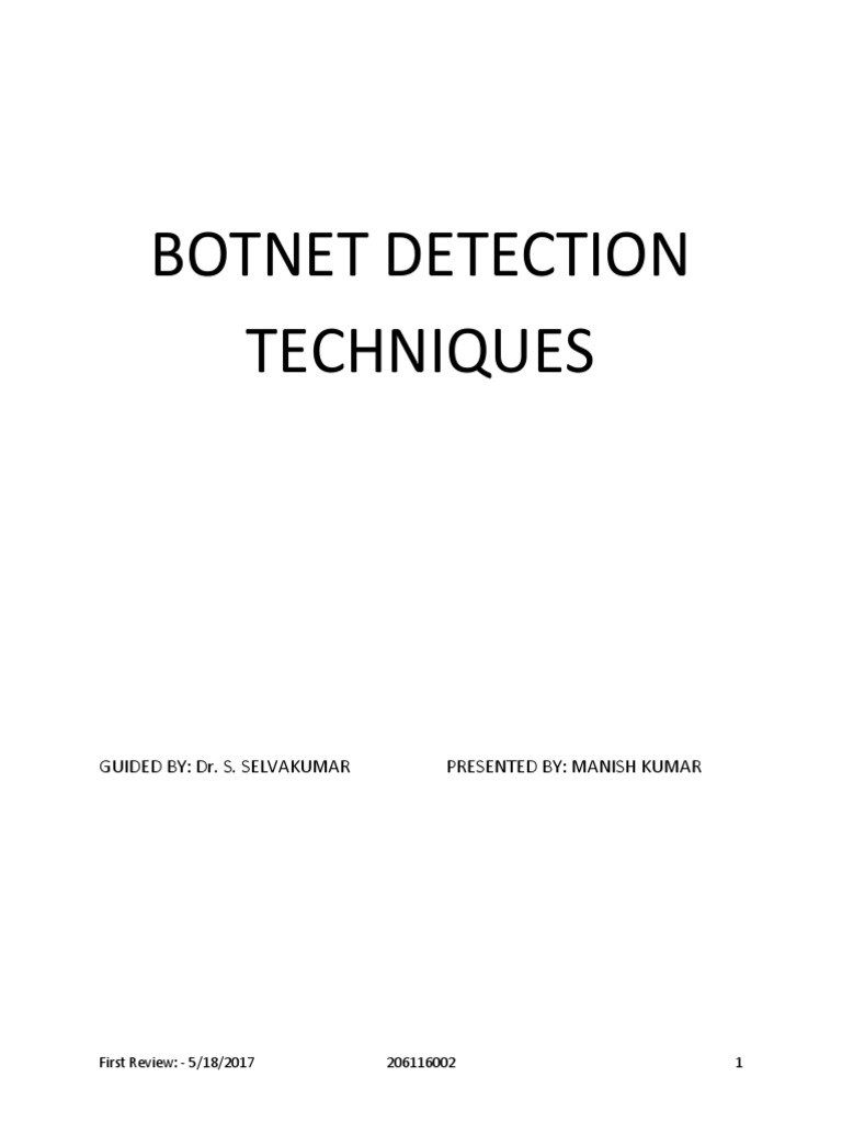 Botnet Detection Techniques Pdf Computer Network Security