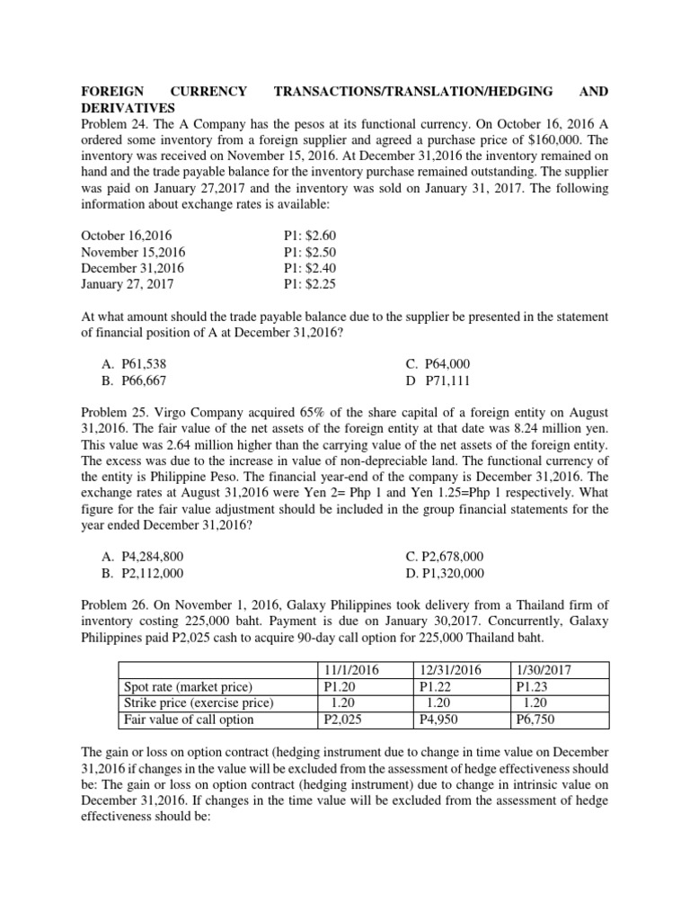 Foreign Currency Transactions and Hedging Analysis | PDF | Futures ...