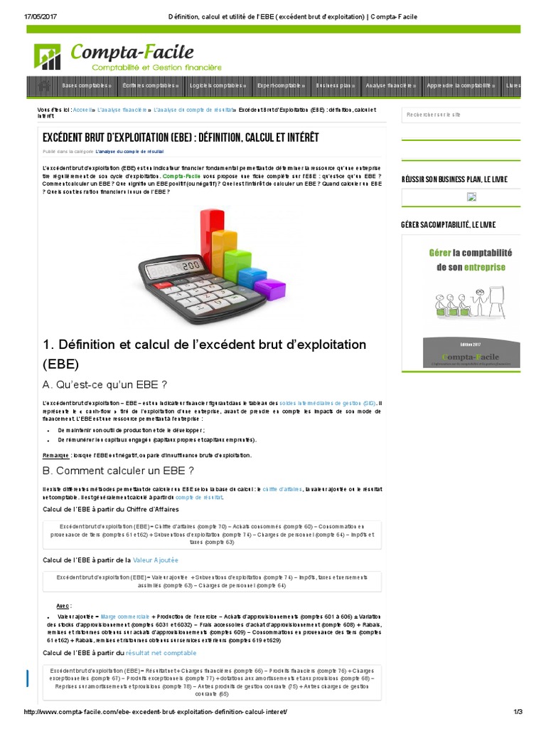 Définition, Calcul Et Utilité de l'EBE (Excédent Brut d'Exploitation ...