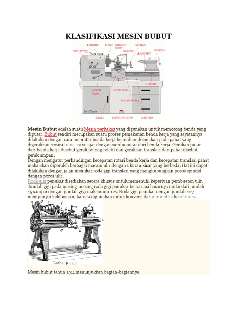 Klasifikasi MESIN BUBUT | PDF