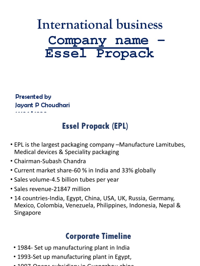 Essel Propack Jayant | PDF