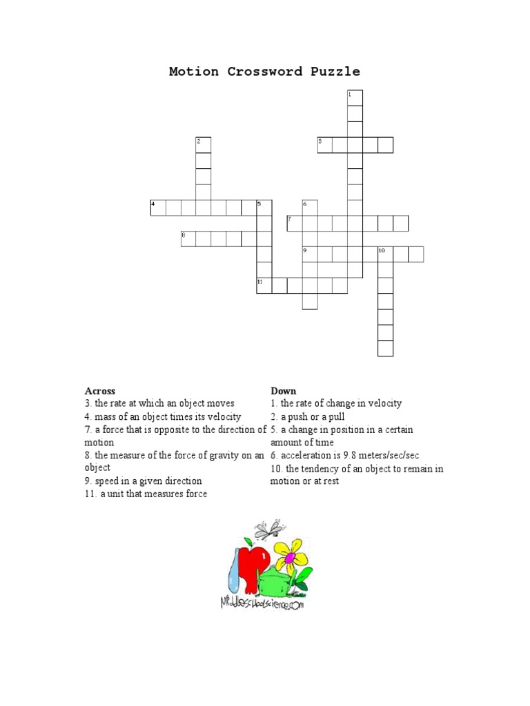 Newton's Laws Motion Crossword Puzzle | PDF | Science & Mathematics