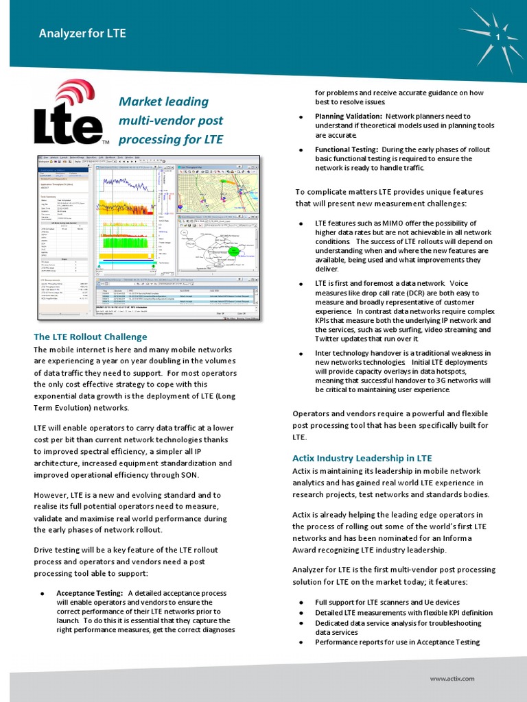 Actix-Analyzer LTE Datasheet | PDF | Lte (Telecommunication) | Mimo