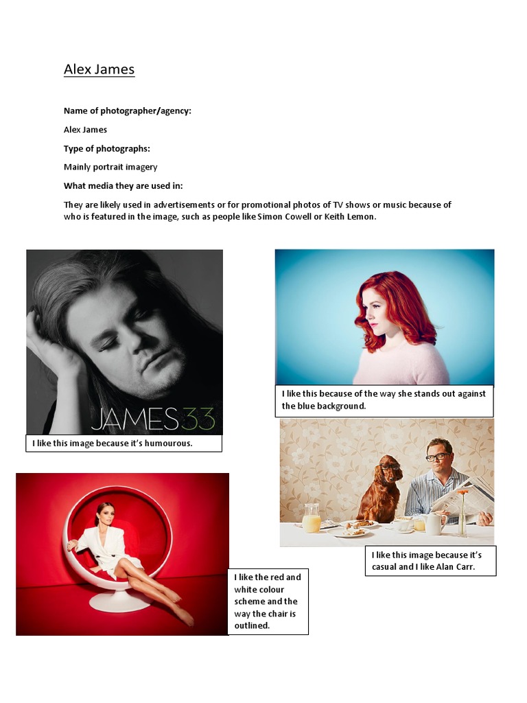 Alex James: Name of Photographer/agency | PDF