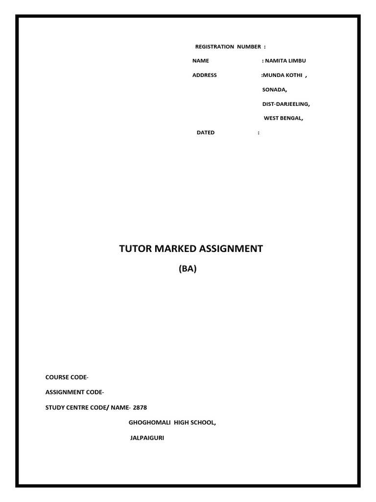 Tutor Marked Assignment: Course Code-Assignment Code - Study Centre ...