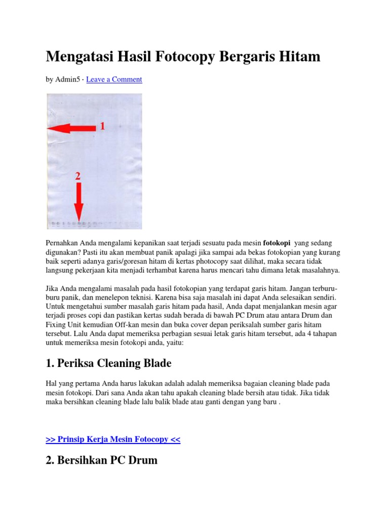 Mengatasi Hasil Fotocopy Bergaris Hitam | PDF