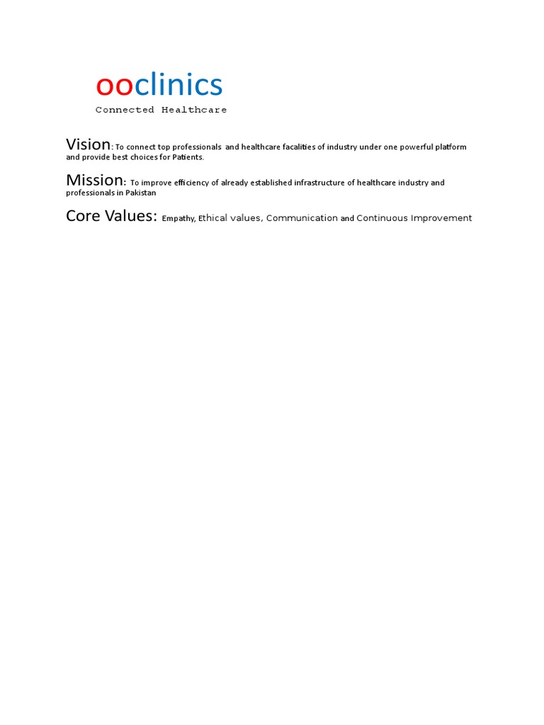 Clinics: Vision Mission Core Values | PDF | Career & Growth | Finance ...