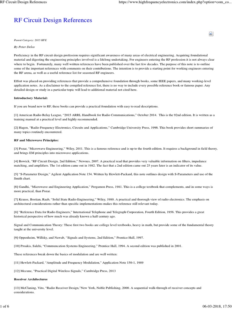 RF Circuit Design References | PDF | Amplifier | Radar
