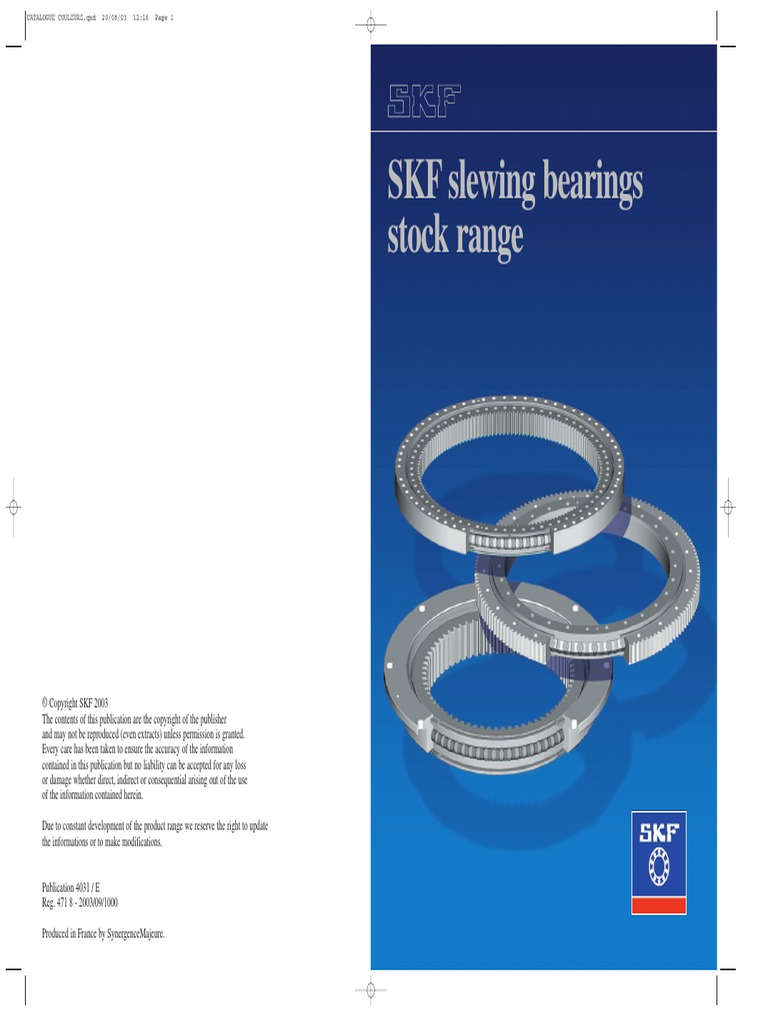 SKF Slewing Bearings Stock Range Leaflet | Engineering Tolerance ...