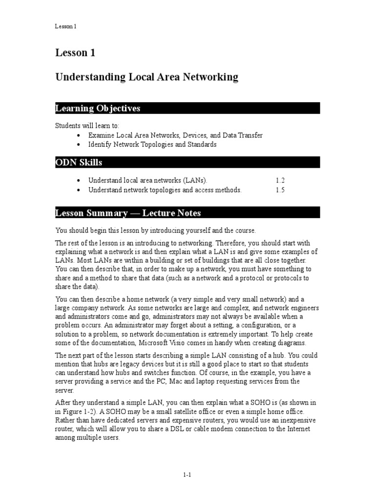 Lesson - 1 - Understanding - Local - Area - Network (Network ...