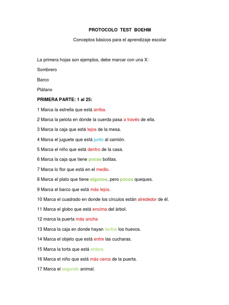 Protocolo Test Boehm | PDF | Ocio | Deportes