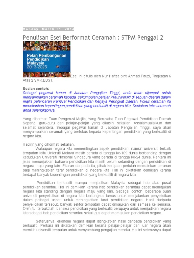 Karangan Ceramah BM | PDF