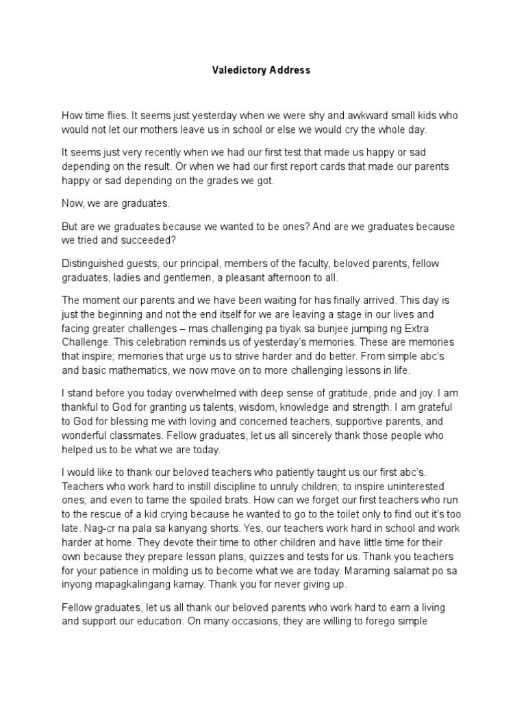 Valedictory Address | Gratitude | Teachers