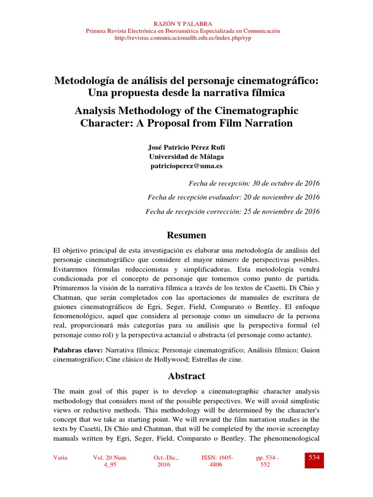 Metodologia Del Analisis de Personaje | PDF | Narrativa | Teoría