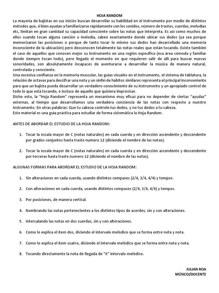 Cómo Estudiar La Hoja Random | PDF | Bajo | Melodía