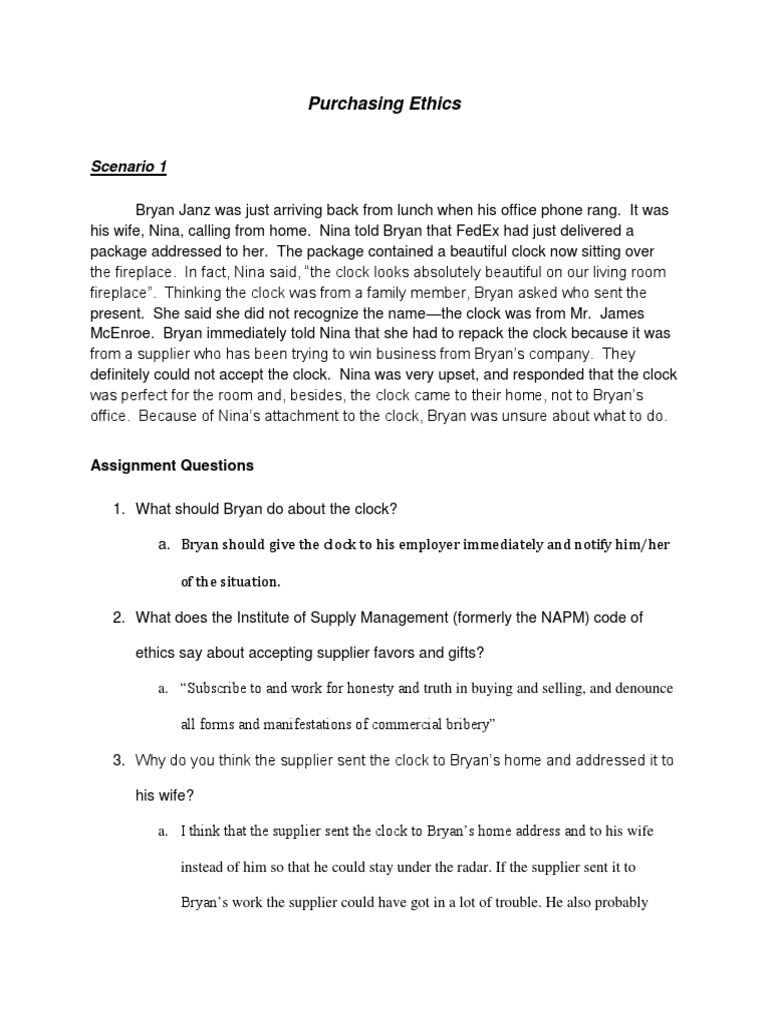 Purchasing Ethics Scenarios | PDF | Sales | Prices