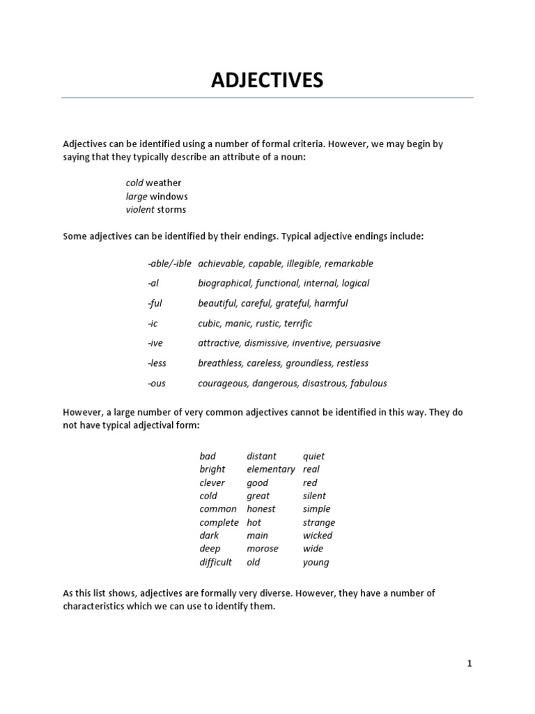 Adjectives - Graduation Work | PDF | Adjective | Verb