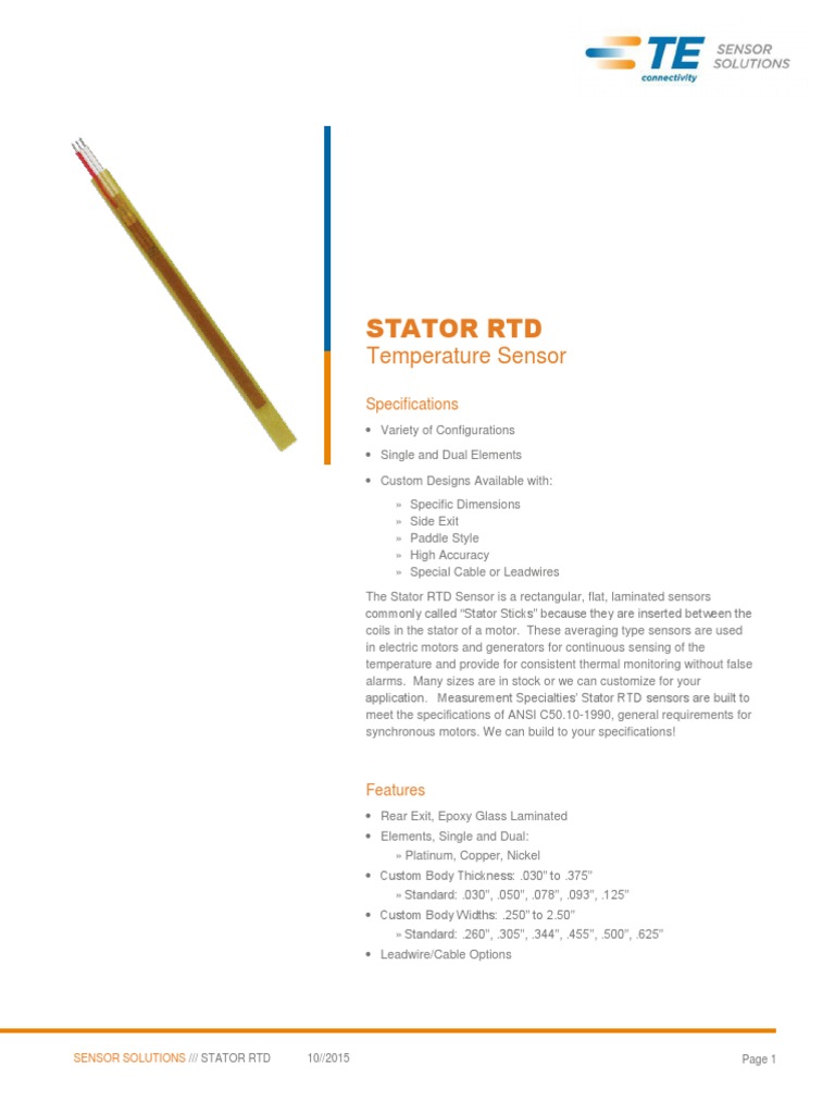 Stator RTD Sensor 300 | PDF | Electric Motor | Electric Generator