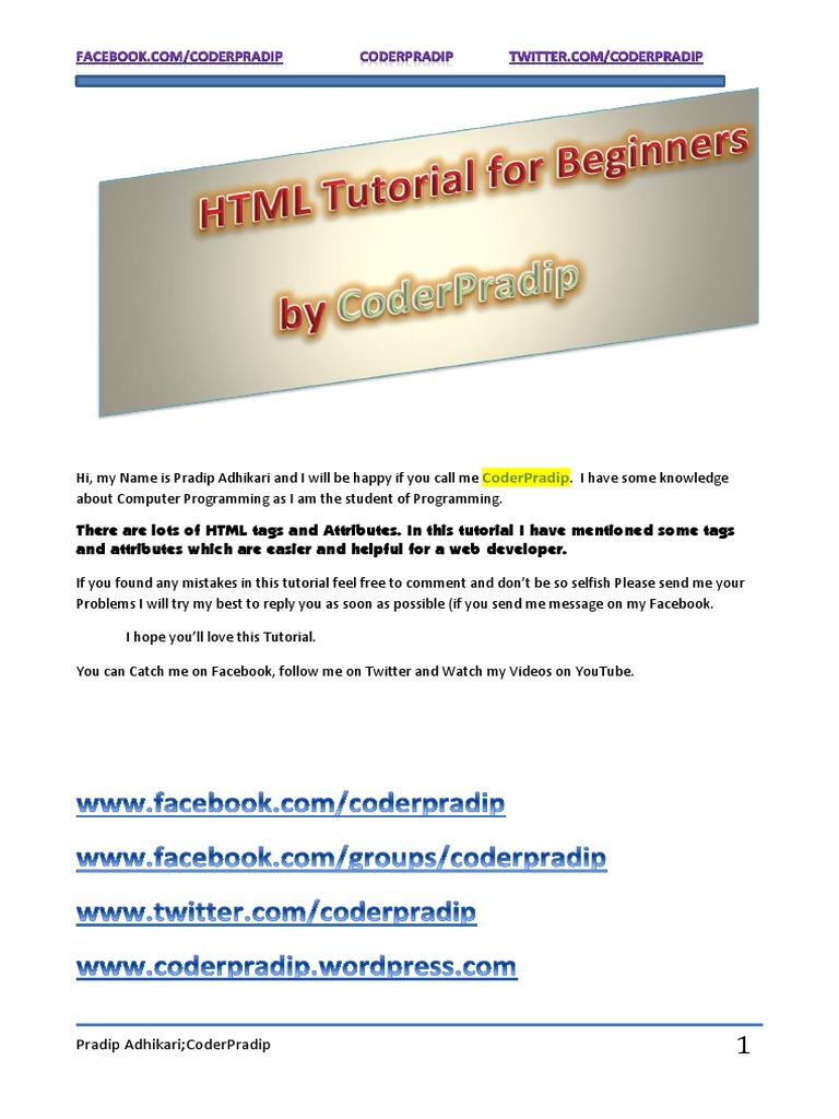 HTML Tutorial | PDF | Html Element | Html
