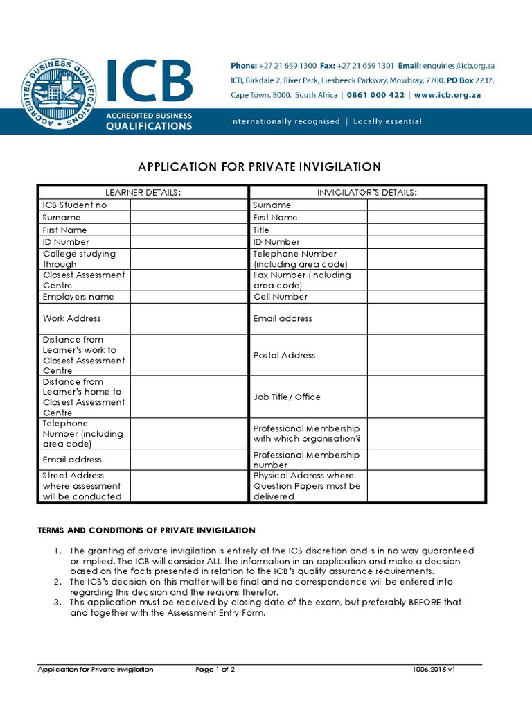 Application For Private Invigilator | PDF | Address (Geography ...