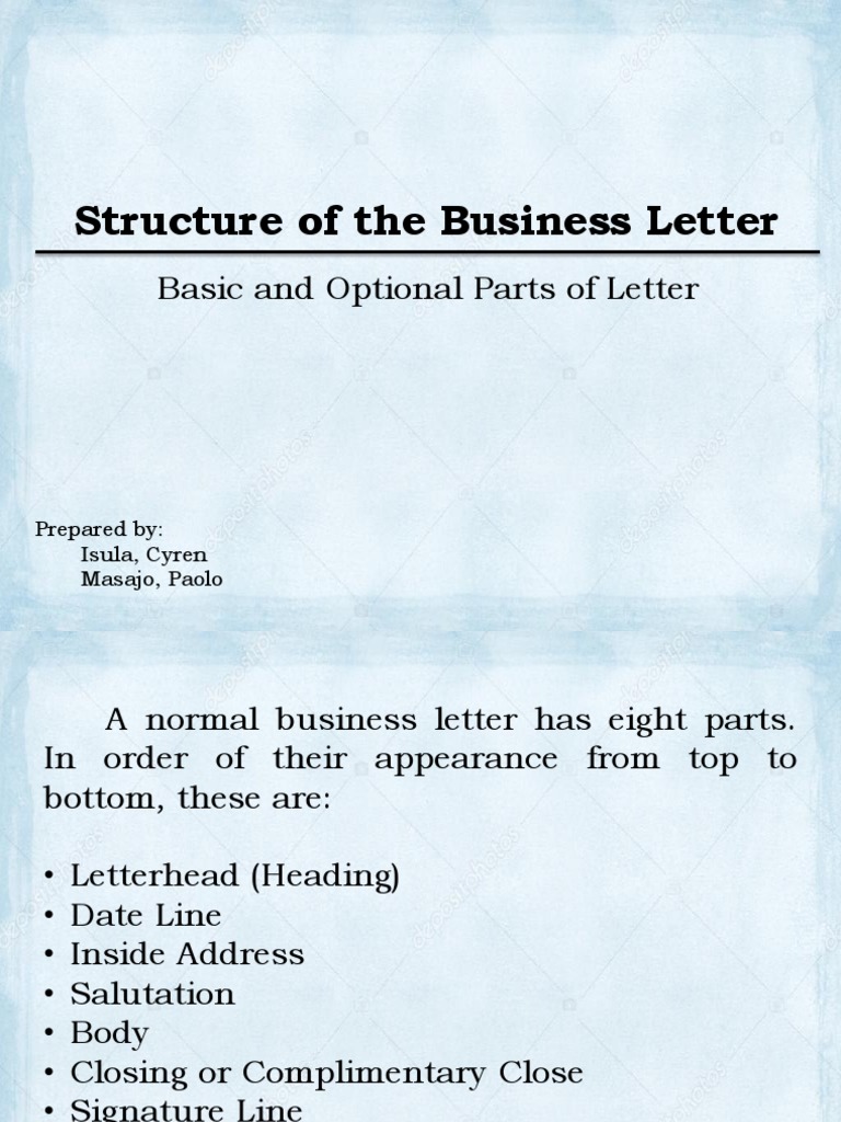 Structure of The Business Letter | PDF | Writing | Semiotics