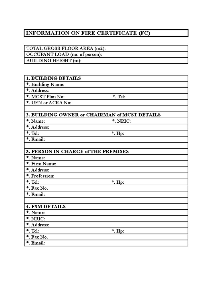 Information On Fire Certifcate | PDF