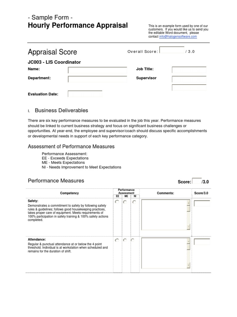Hourly Performance Appraisal | PDF | Performance Appraisal | Cognition