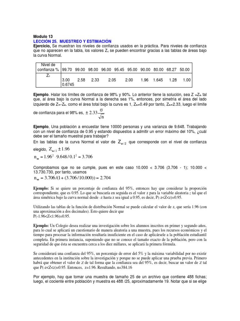 Ejercicios Mod 13 | PDF | Estimador | Media