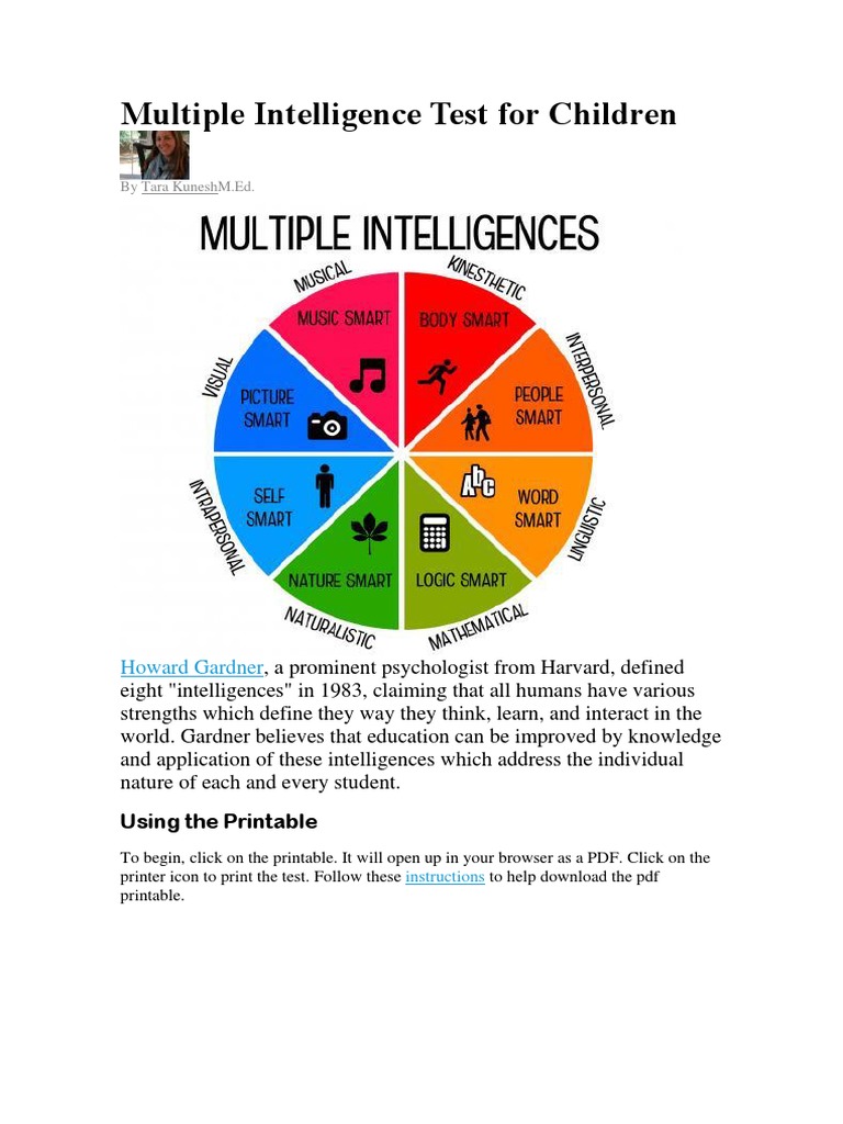 Multiple Intelligences Worksheet | PDF | Intelligence | Epistemology