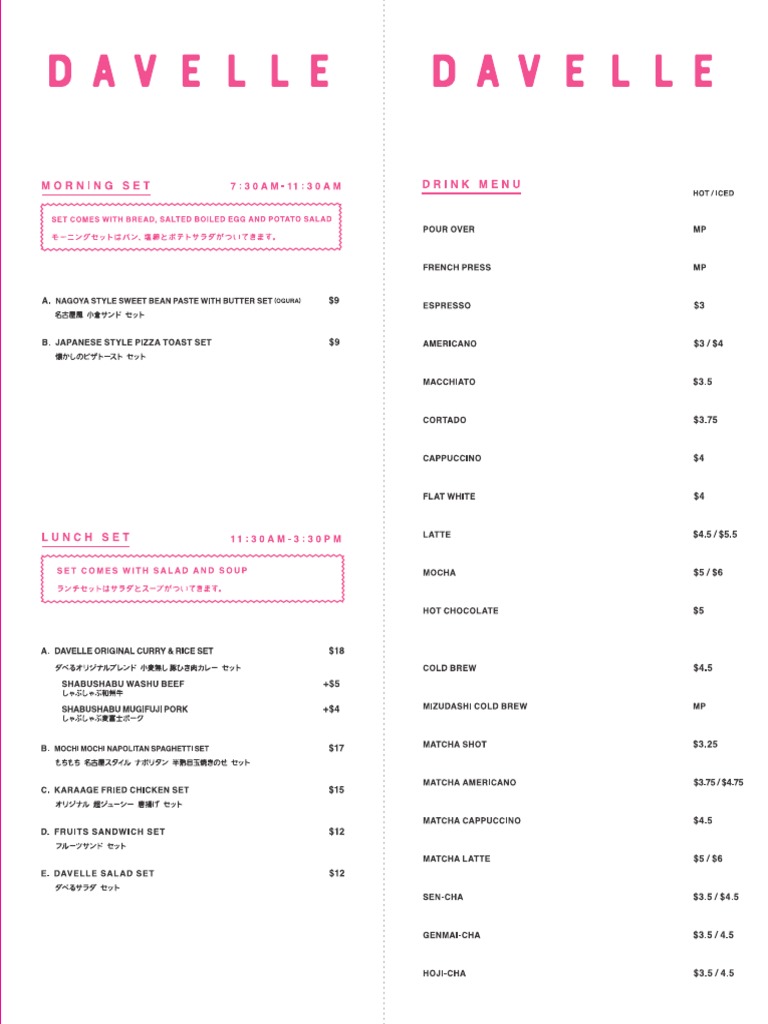 Davelle Menu | PDF