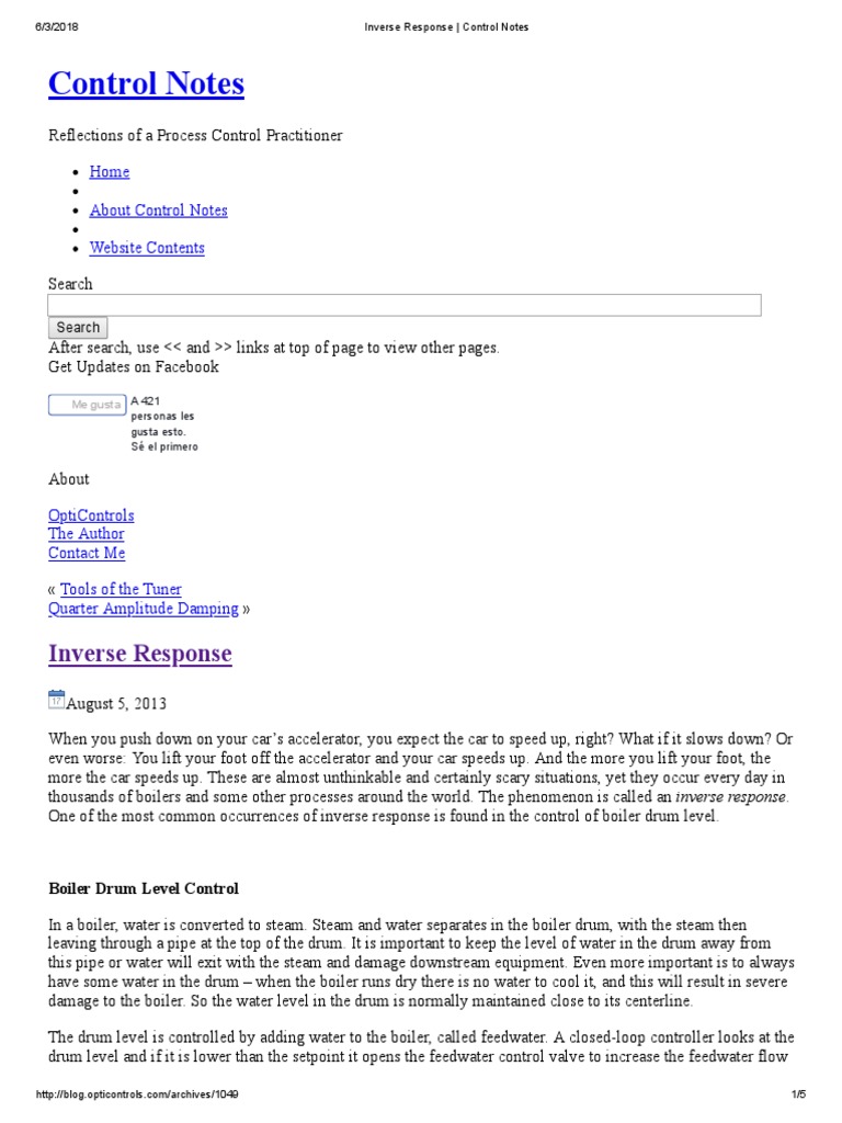 Inverse Response - Control Notes | PDF | Control Theory | Crystallization