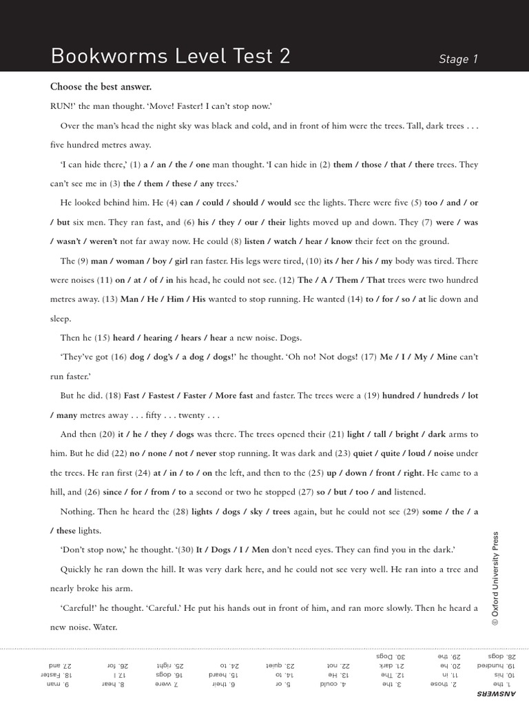 Bookworms Level 1 Test 2 | PDF