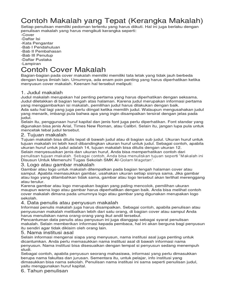 Contoh Makalah Yang Tepat | PDF