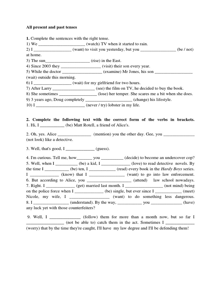 All Present and Past Tenses | PDF | Language Arts & Discipline