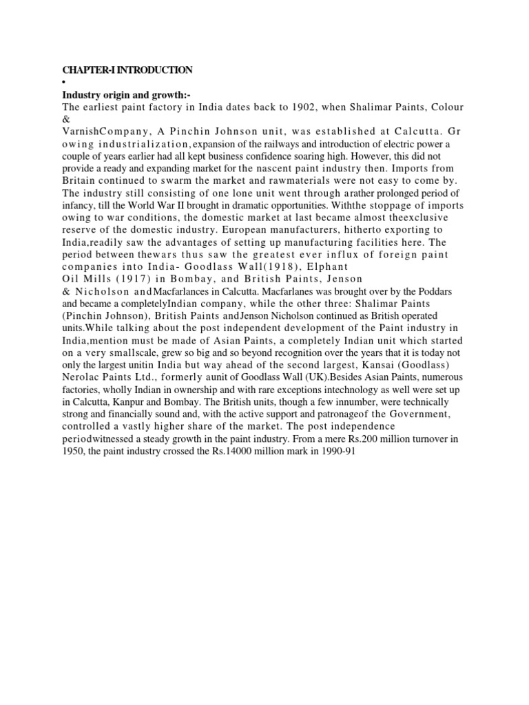 Chapter-I Introduction Industry Origin and Growth | PDF
