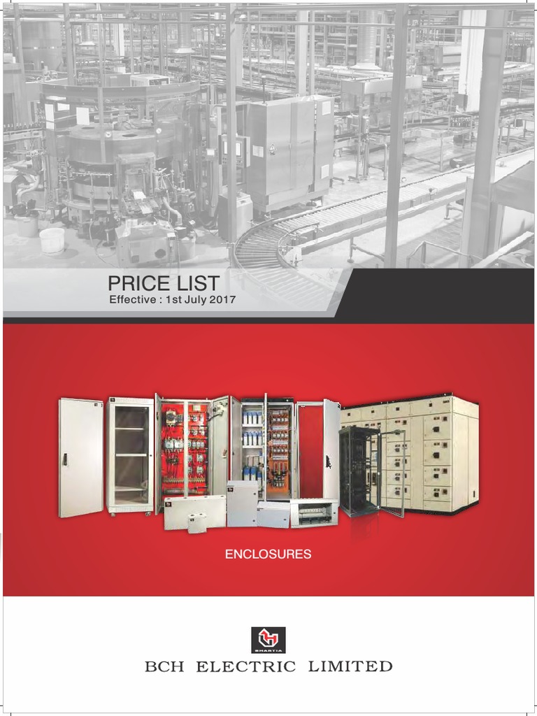 BCH Enclosure Price List JULY2017 | PDF | Door | Manufactured Goods