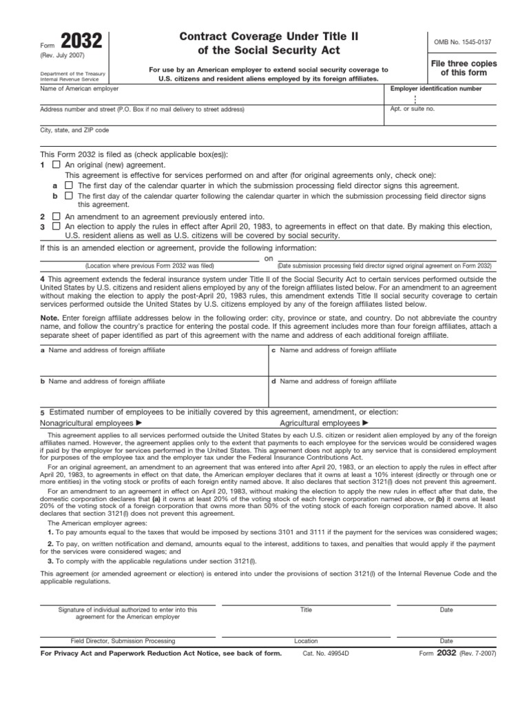 Contract Coverage Under Title II of The Social Security Act: File Three ...