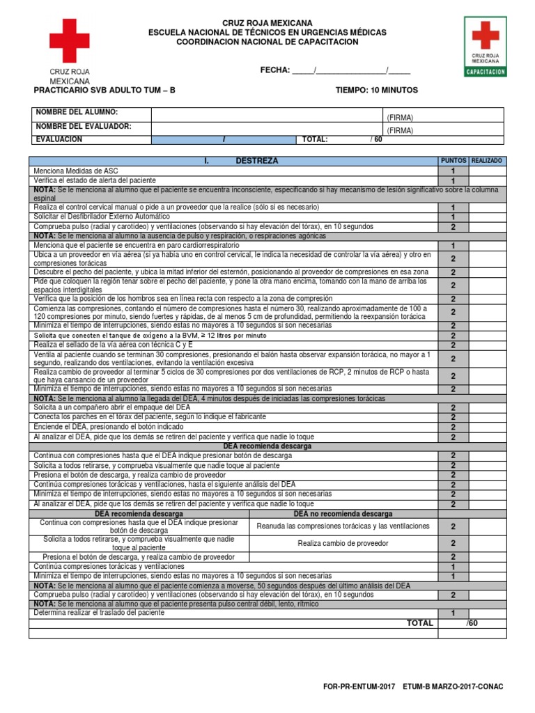 Practicario SVB Adulto | PDF | Reanimación cardiopulmonar | Medicina