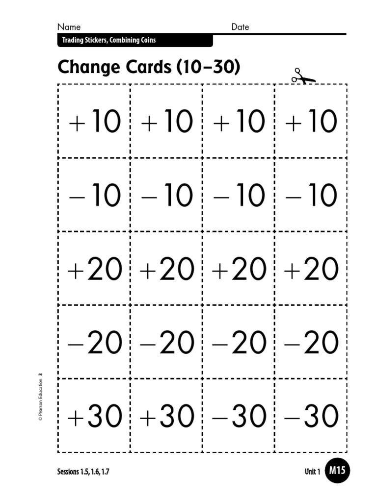 Change Cards For Capture 5 Tens | PDF