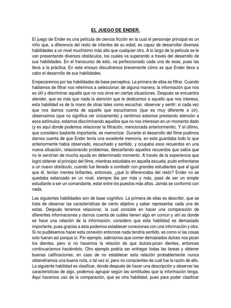 El Juego de Ender PDF | PDF | Información | Memoria
