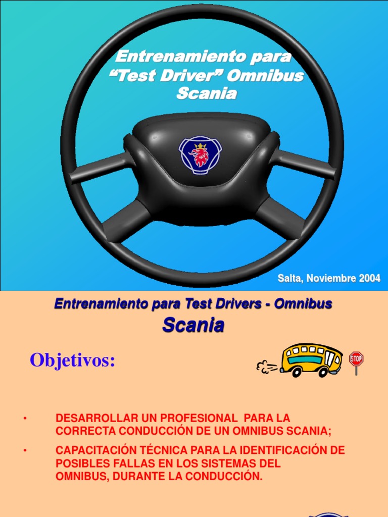 Capacitación Conductores Omnibus Scania | PDF | Eje | Suspensión (Vehículo)