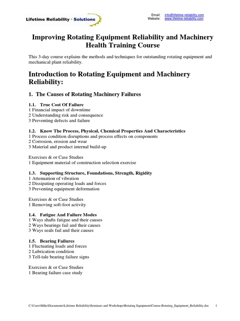 Rotating Equipment Reliability PDF | PDF | Reliability Engineering ...