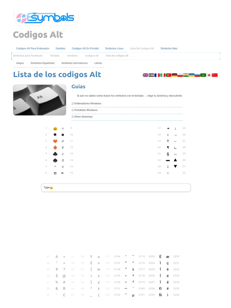 Lista de Los Codigos Alt (Todos Los Codigos de Los Símbolos) | PDF ...